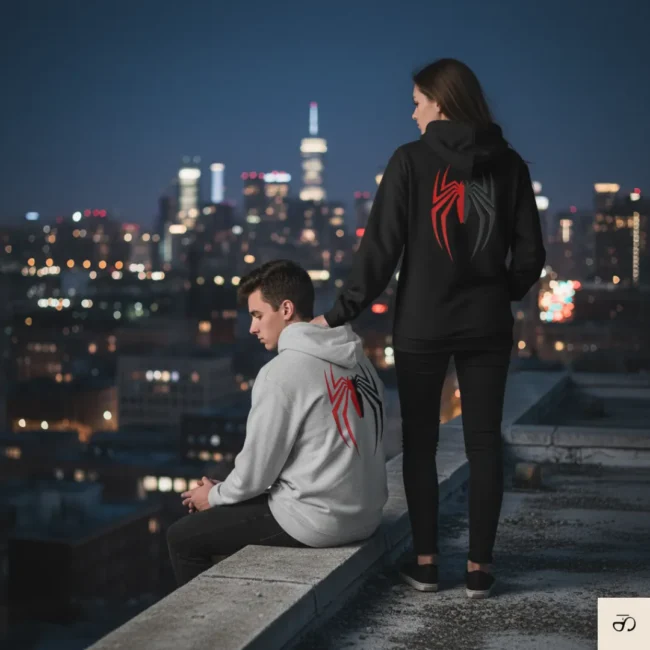 Spider-Man & Venom Inspired Black Hoodie for Men | Kattar Clothing