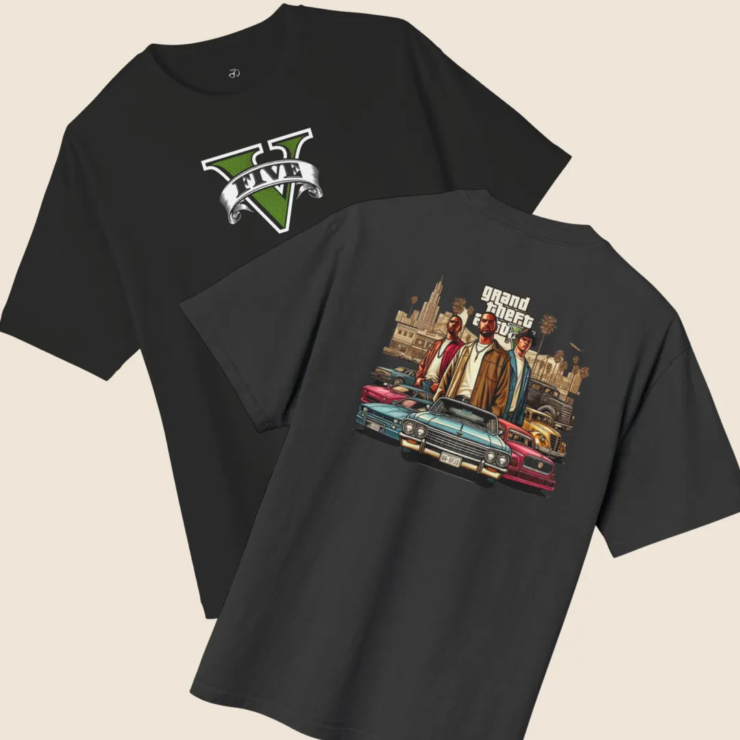 GTA V Inspired Black Oversized T-Shirt – Gangster Graphic | Kattar Clothing